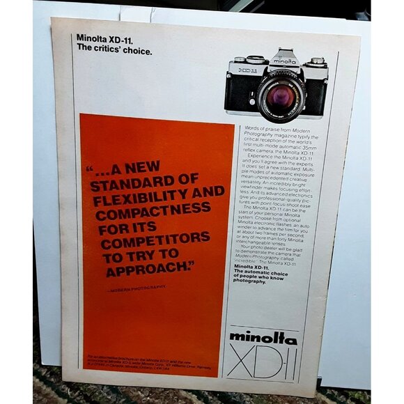 Other | 1979 Minolta Xdii Camera Critics Choice Original Print Ad ...